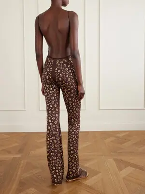 Oseree Studded Stretch-jersey Flared Pants