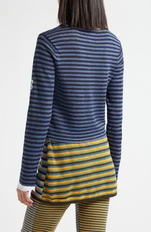 YANYAN Mabo Embroidered Stripe Linen Sweater