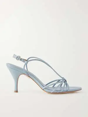 AeydĒ Aeyde Solange Crossover Leather Heeled Sandals Light Blue