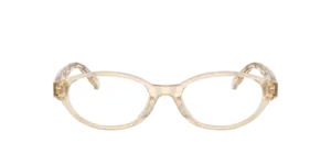 Tory Burch Oval Eyeglasses With Tortoiseshell Pattern Transparent Beige