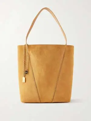 Chloé Embellished Suede Tote Tan