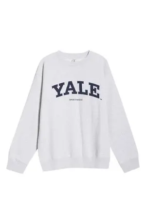 SPORTY & RICH Gender Inclusive Yale Embroidered Crewneck Sweatshirt - Heather Gray