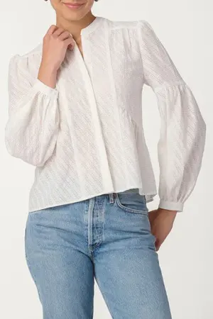 Shoshanna Breeze Stripe Burnout Flynn Top - Optic