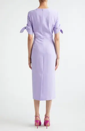 Carolina Herrera Tie-sleeve Stretch Crepe Midi Sheath Dress