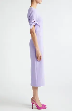 Carolina Herrera Tie-sleeve Stretch Crepe Midi Sheath Dress