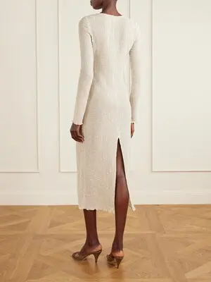 Magda Butrym Floral-appliquéd Lyocell-blend Midi Dress - Neutrals