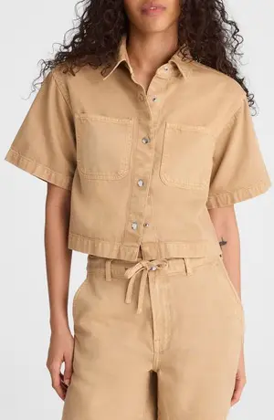 Madewell Boxy Crop Button-up Shirt In Airy Denim