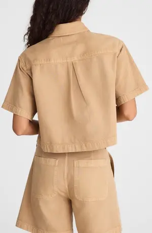Madewell Boxy Crop Button-up Shirt In Airy Denim