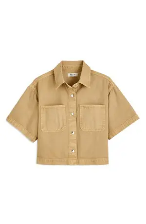 Madewell Boxy Crop Button-up Shirt In Airy Denim