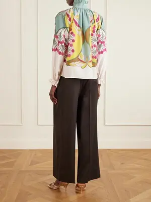 La DoubleJ Cerere Printed Silk-crepe Blouse