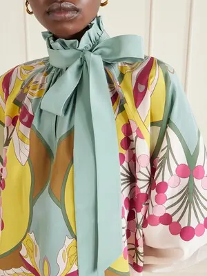 La DoubleJ Cerere Printed Silk-crepe Blouse