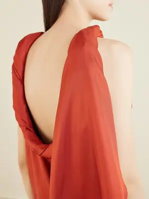 Loulou De Saison Wilma Twisted Silk-twill Top - Red