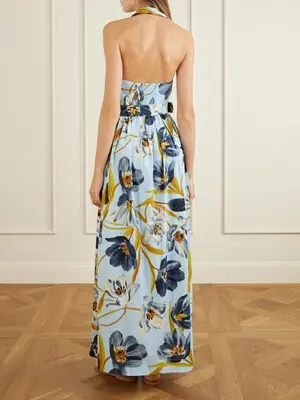 Cara Cara Quentin Belted Floral-print Maxi Dress - Blue