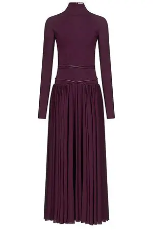 Alaïa High Neck Pleated Midi Dress