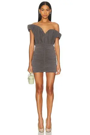 Magda Butrym Asymmetrical Off-shoulder Ruched Dress - Brown