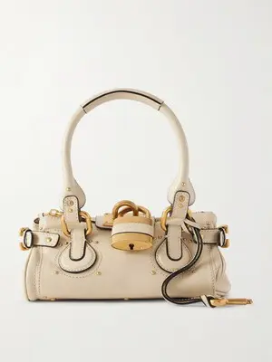 Chloé Paddington Embellished Textured-leather Tote - Neutrals