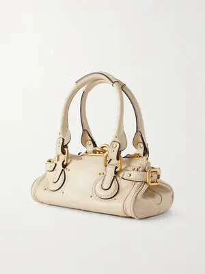 Chloé Paddington Embellished Textured-leather Tote - Neutrals