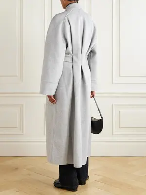 Tove Yoonmi Belted Brushed Wool-blend Coat - Gray