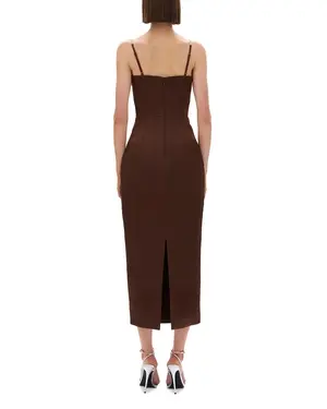 Rachel Gilbert Leora Rhinestone Strap Gown - Brown