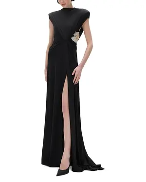 Rachel Gilbert Rico Side Cutout Gown - Black