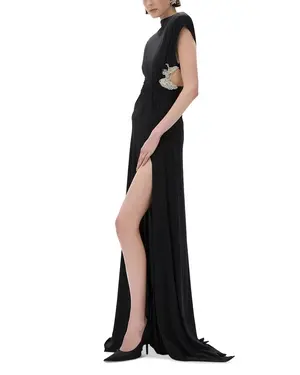 Rachel Gilbert Rico Side Cutout Gown - Black