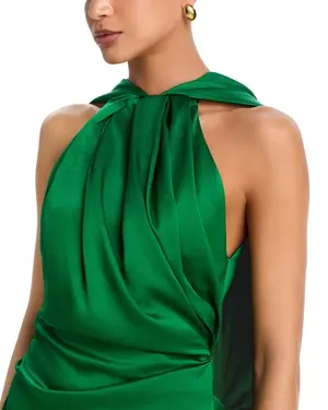Rachel Gilbert Hallie Draped Cape Gown - Emerald