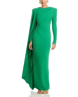 Rachel Gilbert Dion Cape Gown - Emerald