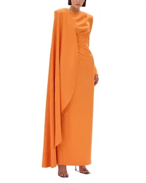 Rachel Gilbert Dion Cape Gown - Orange