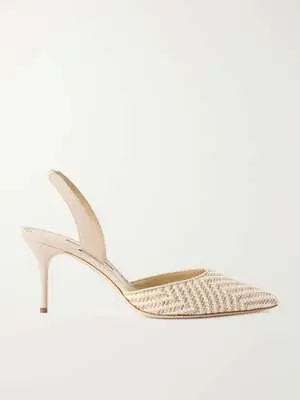 Manolo Blahnik Carolyne 70 Raffia Slingback Pumps