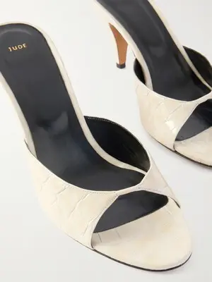 JUDE Haze Croc-effect Leather Mules - Neutrals