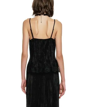 Anna Sui Plisse Lace-trimmed Camisole