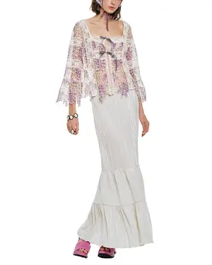 Anna Sui Plisse Tiered Maxi Skirt