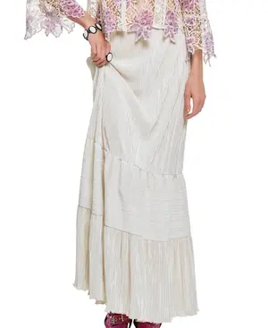 Anna Sui Plisse Tiered Maxi Skirt