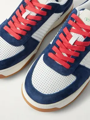 Valentino Garavani Sparry Leather And Suede Sneakers