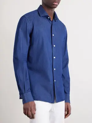 SLOWEAR Slim-fit Cotton-chambray Shirt
