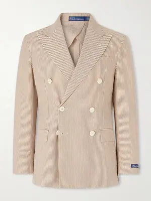 Polo Ralph Lauren Double-breasted Striped Cotton Suit Jacket