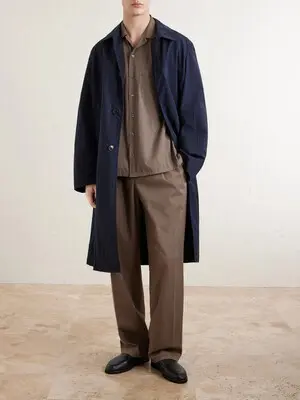 Canali Straight-leg Pleated Cotton-blend Gabardine Trousers - Brown