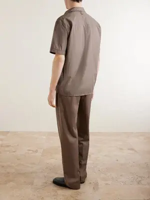 Canali Straight-leg Pleated Cotton-blend Gabardine Trousers - Brown