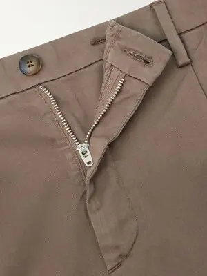 Canali Straight-leg Pleated Cotton-blend Gabardine Trousers - Brown