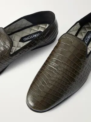 TOM FORD Steven Croc-effect Leather Loafers - Brown