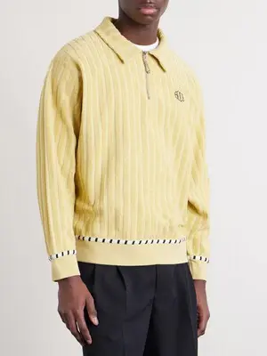 BODE Croquet Ground Logo-embroidered Half-zip Cotton-terry Sweater