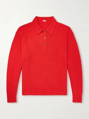 A.PRESSE Washed Silk Polo Shirt