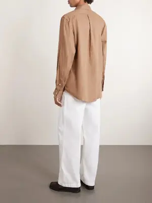 Polo Ralph Lauren Button-down Collar Logo-embroidered Linen Shirt - Brown