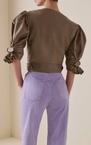 Chloé Cropped Leather Jacket - Brown