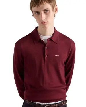Prada Wool And Silk Polo Sweater - Red