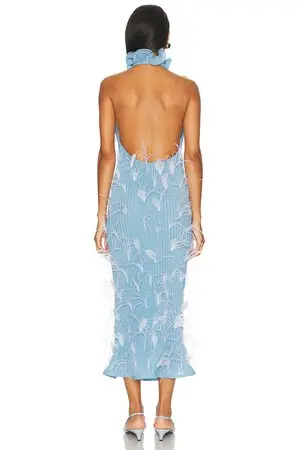 ROWEN ROSE Midi Halterneck Dress - Blue