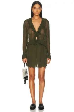 BODE Flounce Blouse - Olive