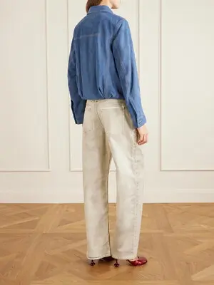 Loewe Gathered Suede Trucker Jacket - Blue