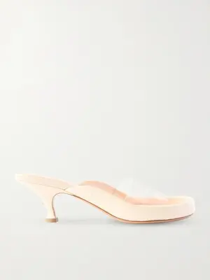 Chloé Junie Leather-trimmed Tpu Mules - White