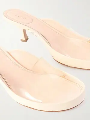 Chloé Junie Leather-trimmed Tpu Mules - White